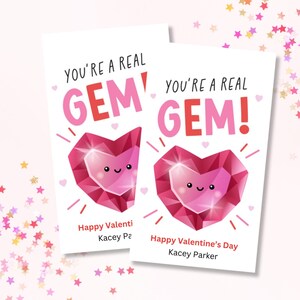 You're a Gem Valentine Card, Printable Valentine's Card, Classroom ...