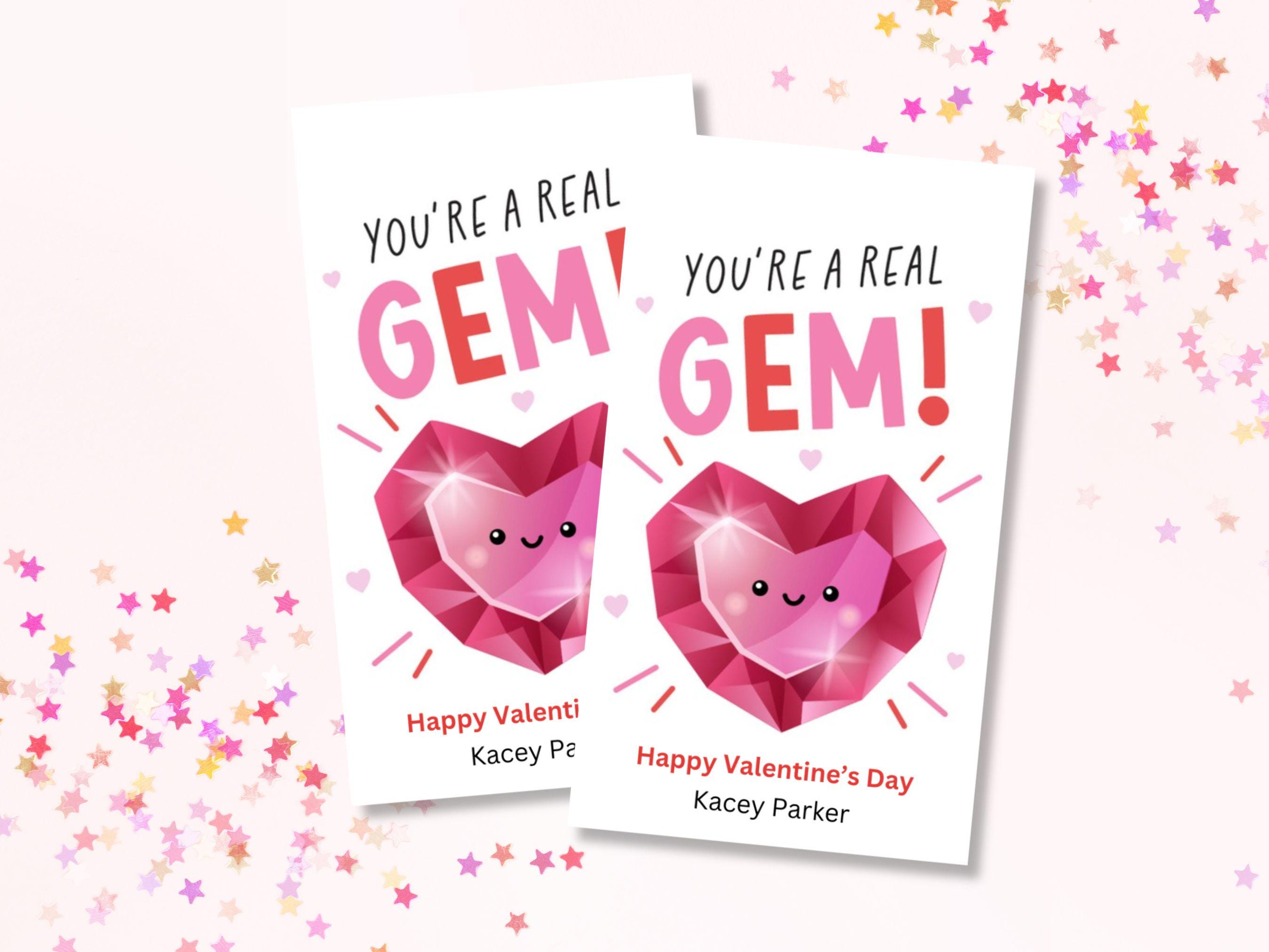 You're a Gem Valentine Card, Printable Valentine's Card, Classroom ...