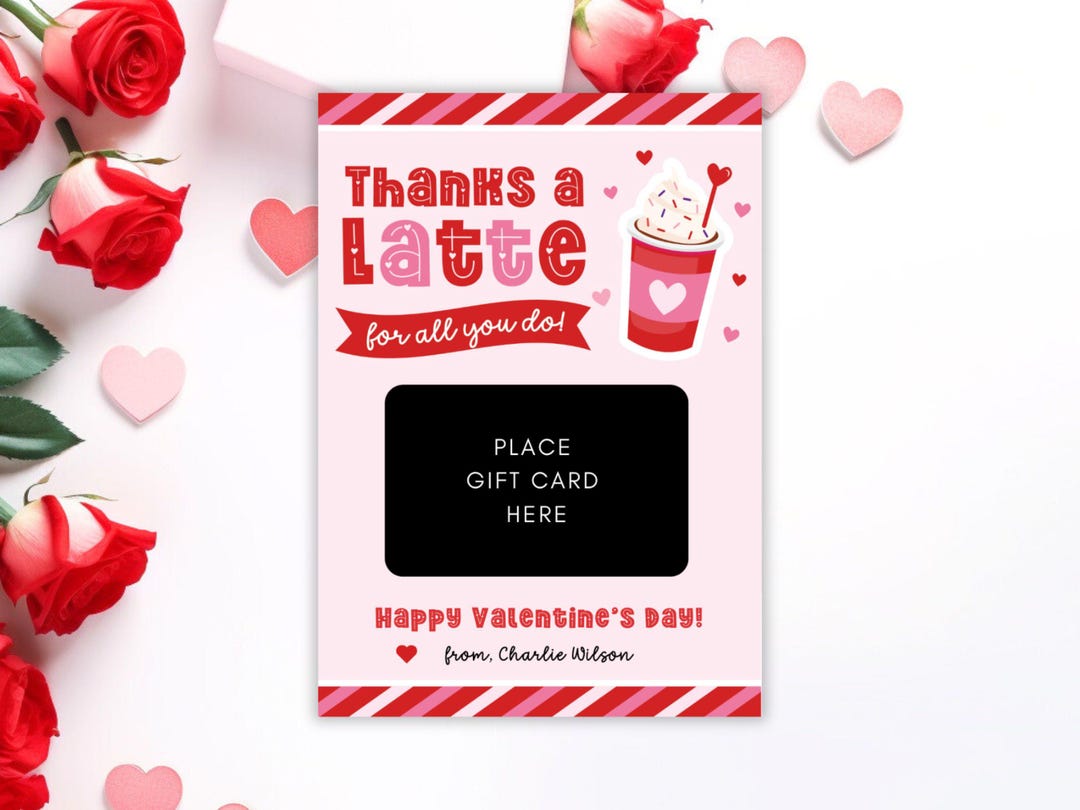 Thanks a Latte Gift Card Holder, Printable Coffee Gift Card Holder ...