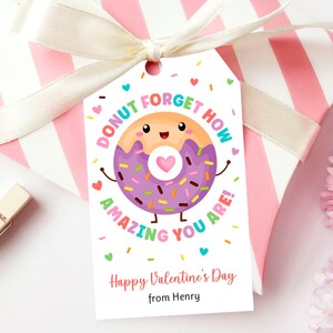 Donut Forget How Amazing You Are, Valentine's Day Gift Tag, Cute Donut ...