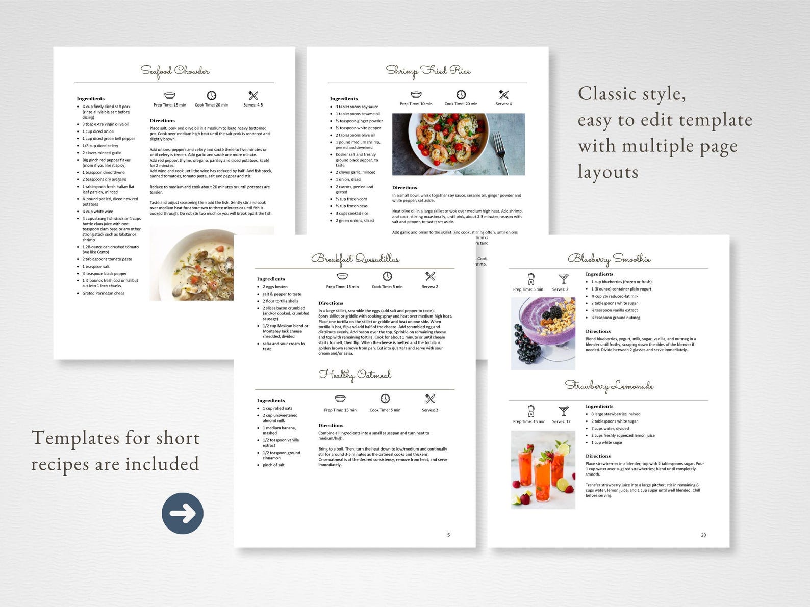 Editable Recipe Book, Word Template, Printable Cookbook Binder, Kitchen ...