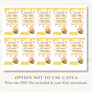 Printable Bee Valentine's Day Gift Tag, Thanks for Bee-ing A Great ...