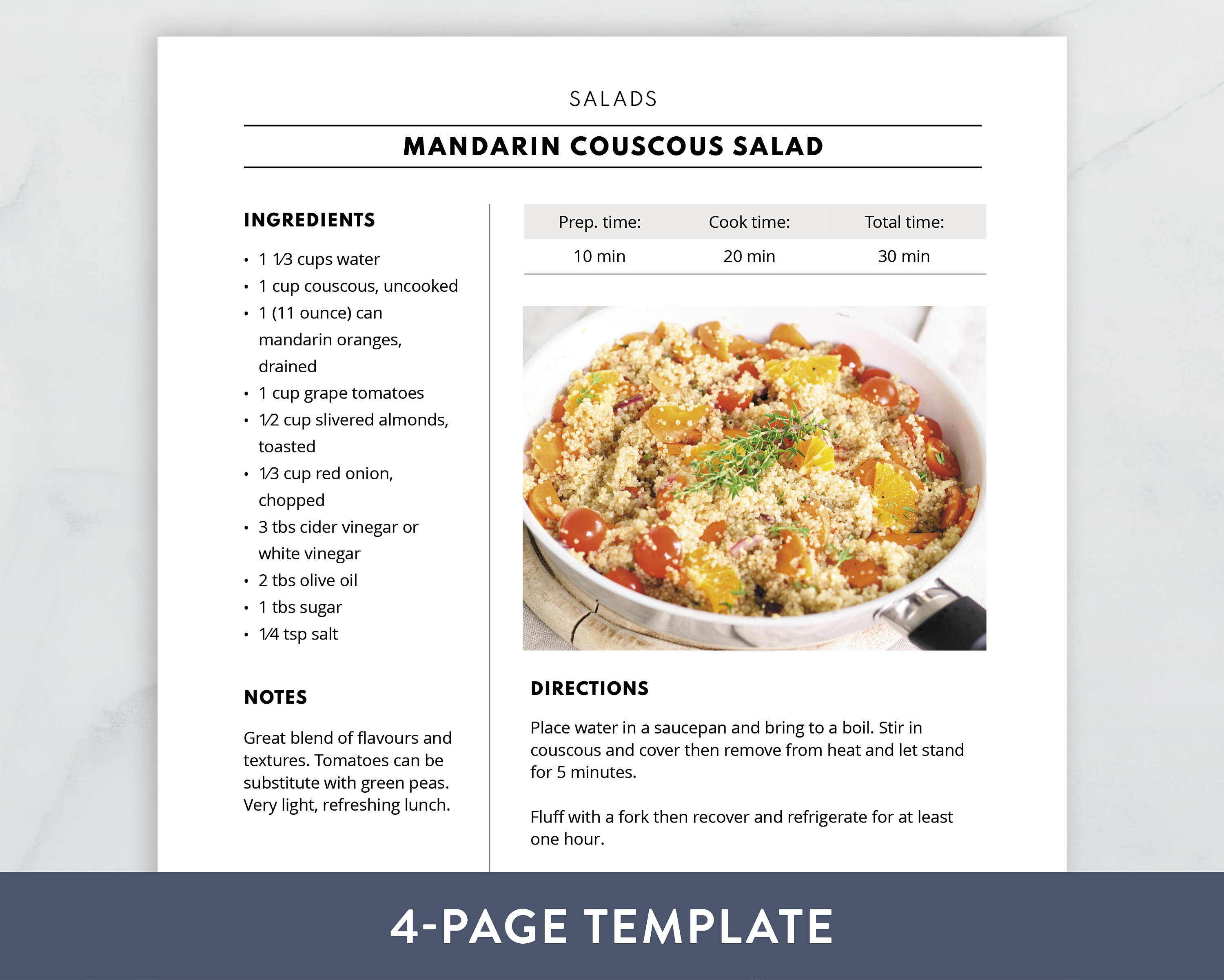 Full Page Recipe Template For Word