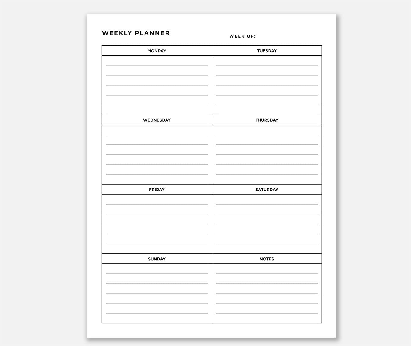 Paper & Party Supplies Calendars & Planners Paper Simple Weekly planner ...