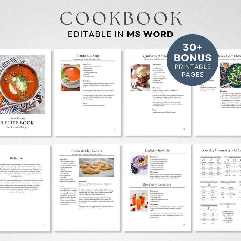 Printable Cookbook Kit - Etsy