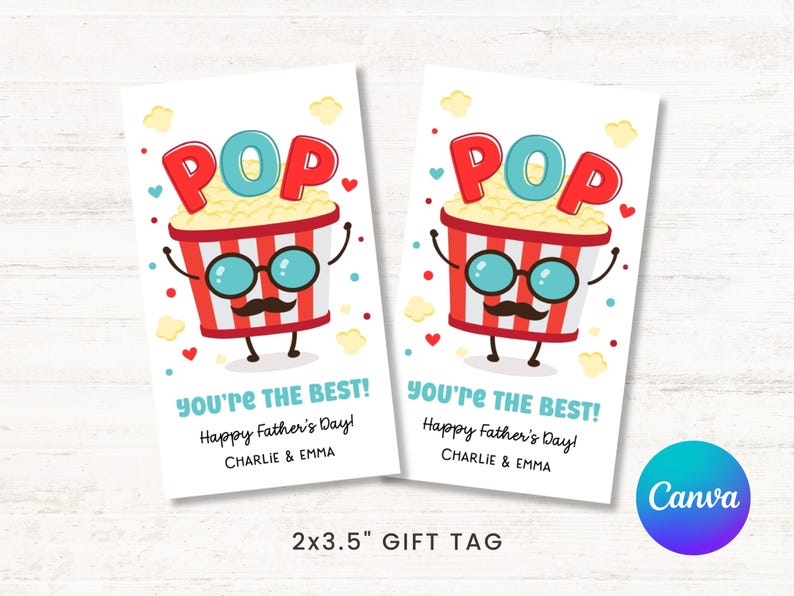 Printable Father's Day Popcorn Gift Tag, You’re the Best Dad or Grandpa ...