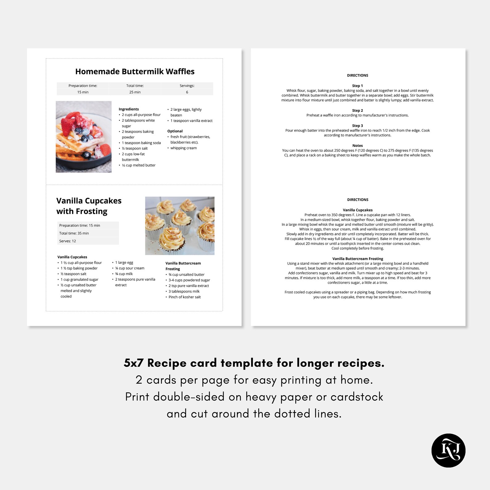 5x7 Recipe Card Editable Recipe Card in MS Word 5x7 Recipe - Etsy Canada