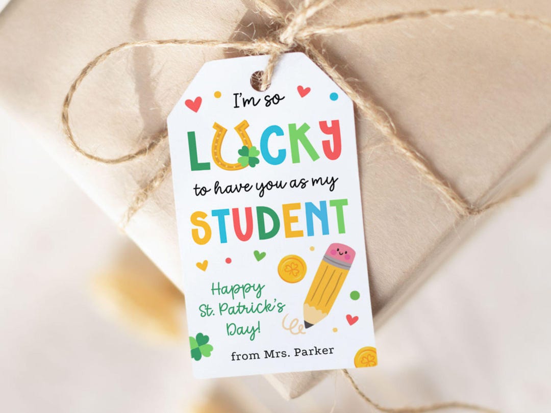 St. Patrick's Day Gift Tag, Editable Classroom St. Patrick's Day Treat ...