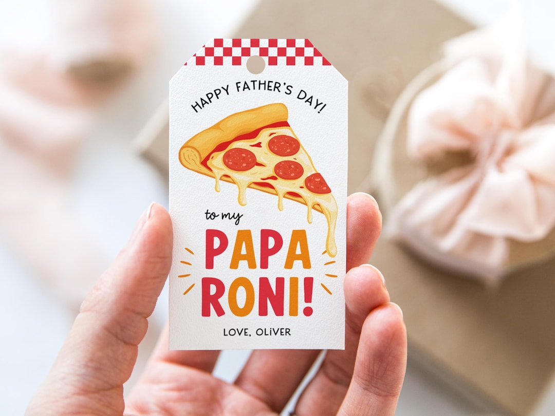 Paparoni Father's Day Card, Funny Pepperoni Pizza, Gift Tag for Dad ...