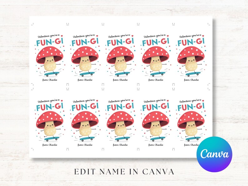 Valentine You're a Fungi, Mushroom Valentine Card, Classroom Valentine ...