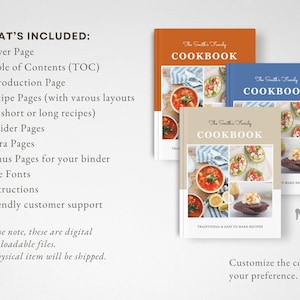 Editable Recipe Book, Word Template, Printable Cookbook Binder, Kitchen ...