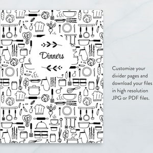 Editable Recipe Binder Cover and Spine, Kitchen Binder Dividers ...