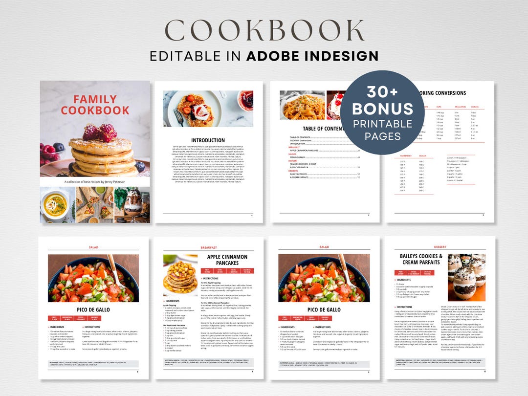 Indesign Recipe Template, Editable Adobe Indesign Recipe Book, Digital ...