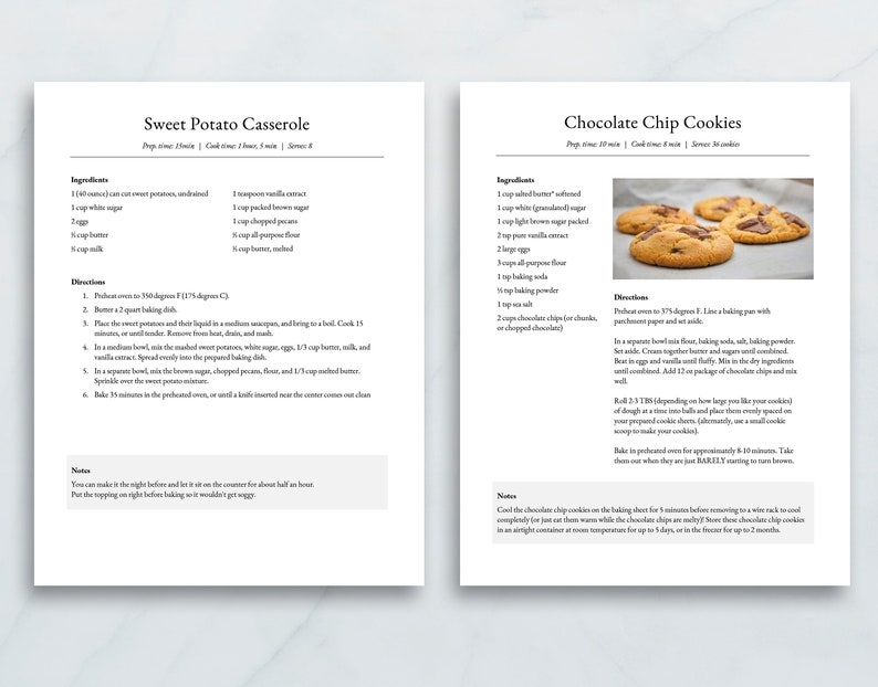 Recipe Template Google Docs Template Editable Recipe Etsy