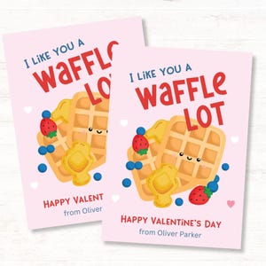 I Like You a Waffle Lot, Printable Kids Classroom Valentine Card ...