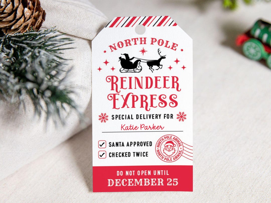 North Pole Express Delivery Gift Tag, Special Delivery From Santa ...