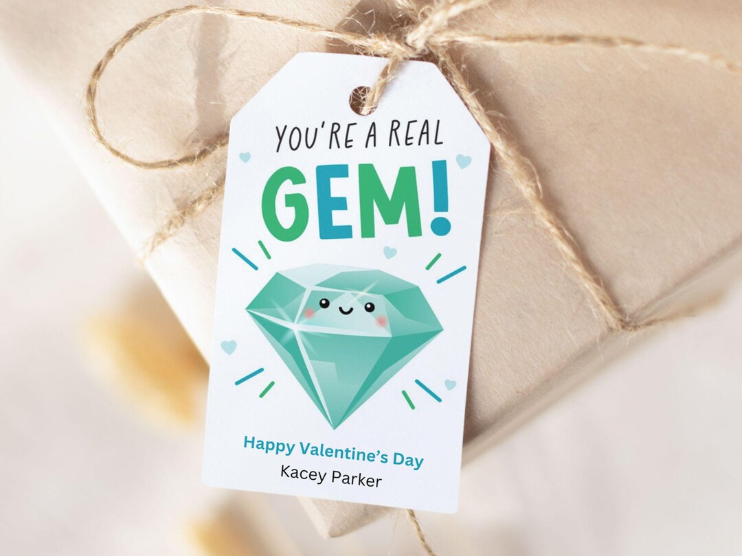 Printable Valentine's Card You're a Gem, Classroom Valentine's Tag ...