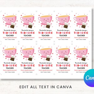 Printable Tea-riffic Teacher Gift Tag, Tea-themed Teacher Appreciation ...