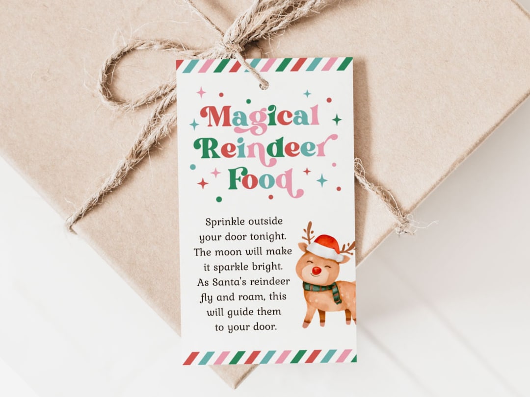 Magical Reindeer Food Tag, Reindeer Food Instructions Tag, Cute ...