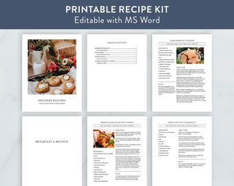Winter Wreath Cookbook Template Recipe Book Template / Apple - Etsy