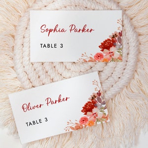 Editable Table Place Cards, Flat and Folded Name Cards, Printable ...