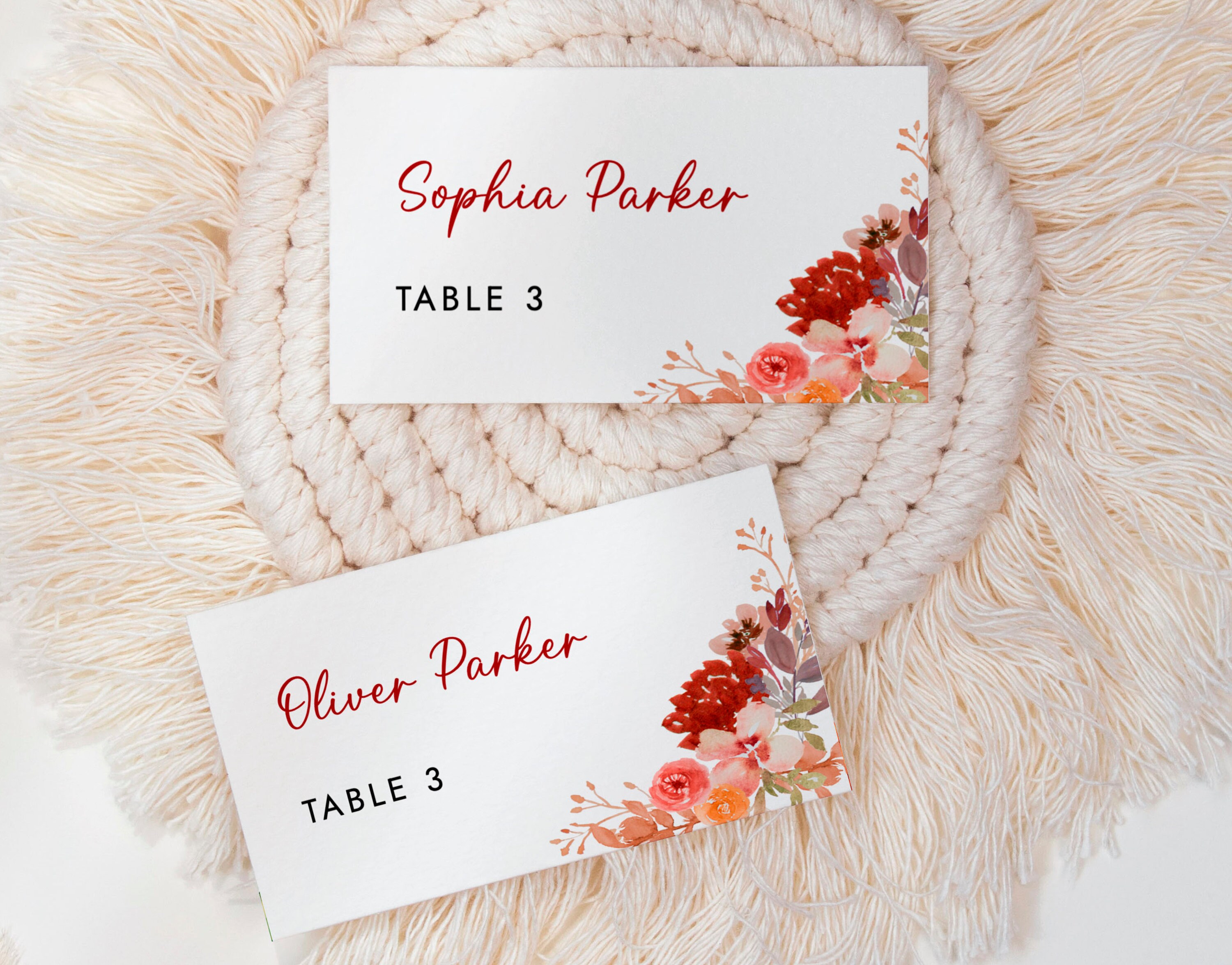 Editable Table Place Cards, Flat and Folded Name Cards, Printable ...