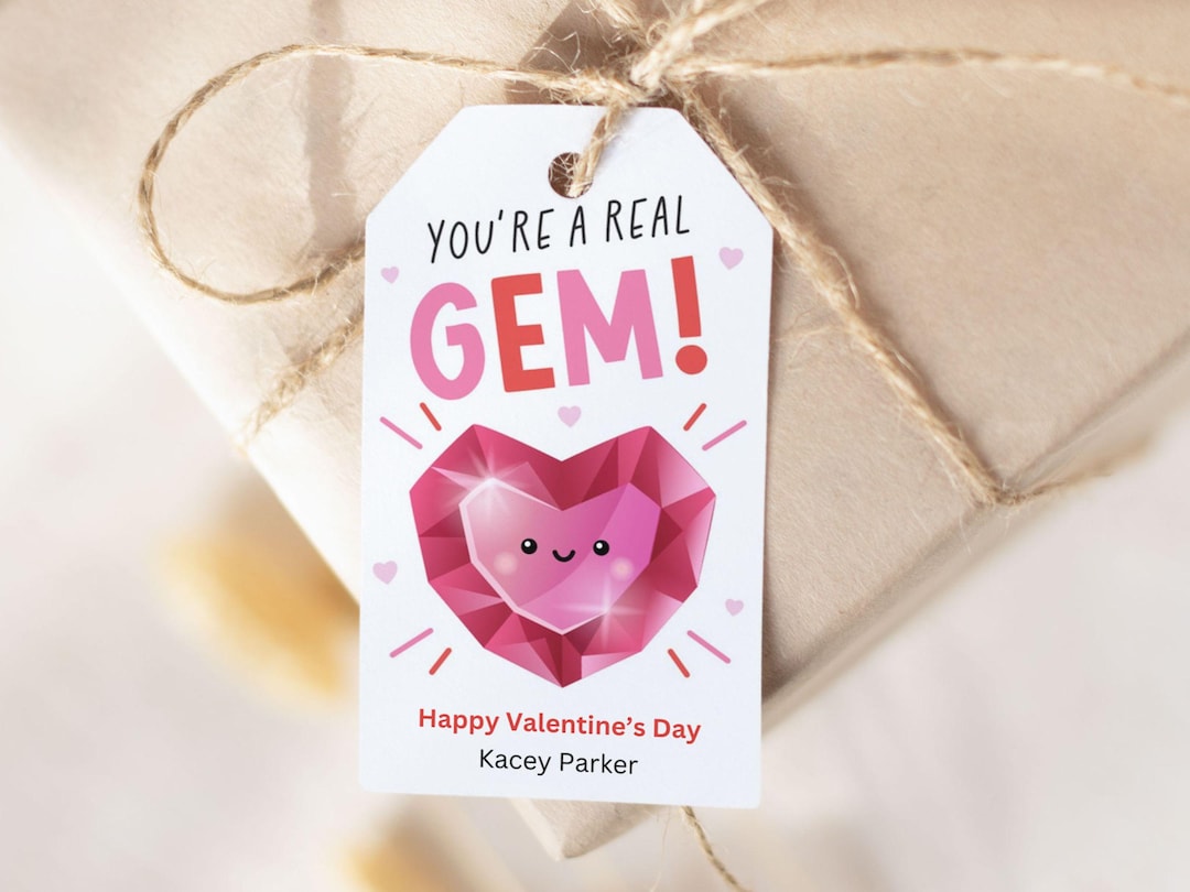 You're a Gem Valentine Card, Printable Valentine's Card, Classroom ...