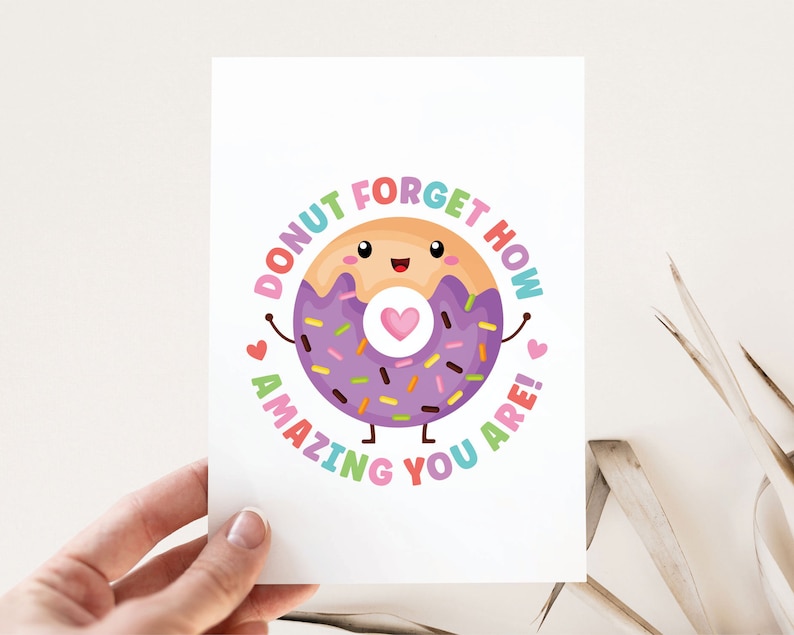 Donut Printable Greeting Card, Funny Donut Card for Girlfriend ...