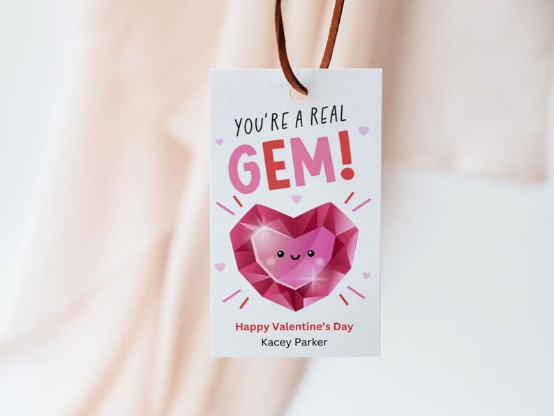 You're a Gem Valentine Card, Printable Valentine's Card, Classroom ...