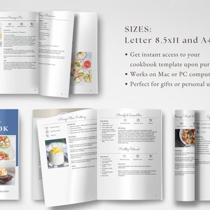 Editable Recipe Book, Word Template, Printable Cookbook Binder, Kitchen ...