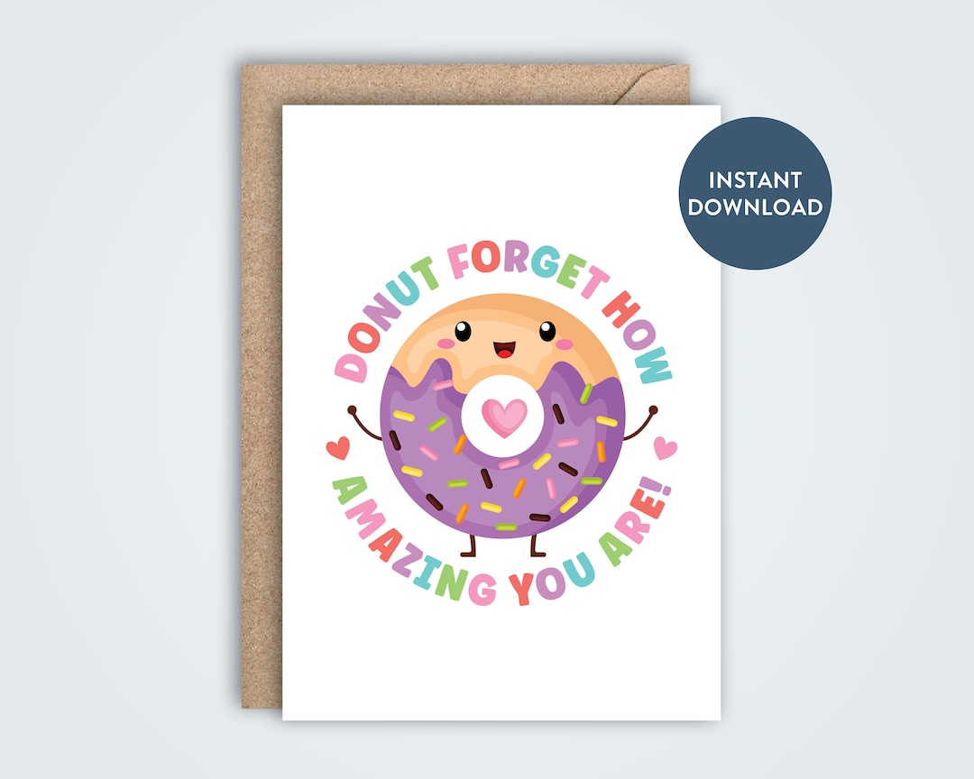 Donut Printable Greeting Card, Funny Donut Card for Girlfriend ...