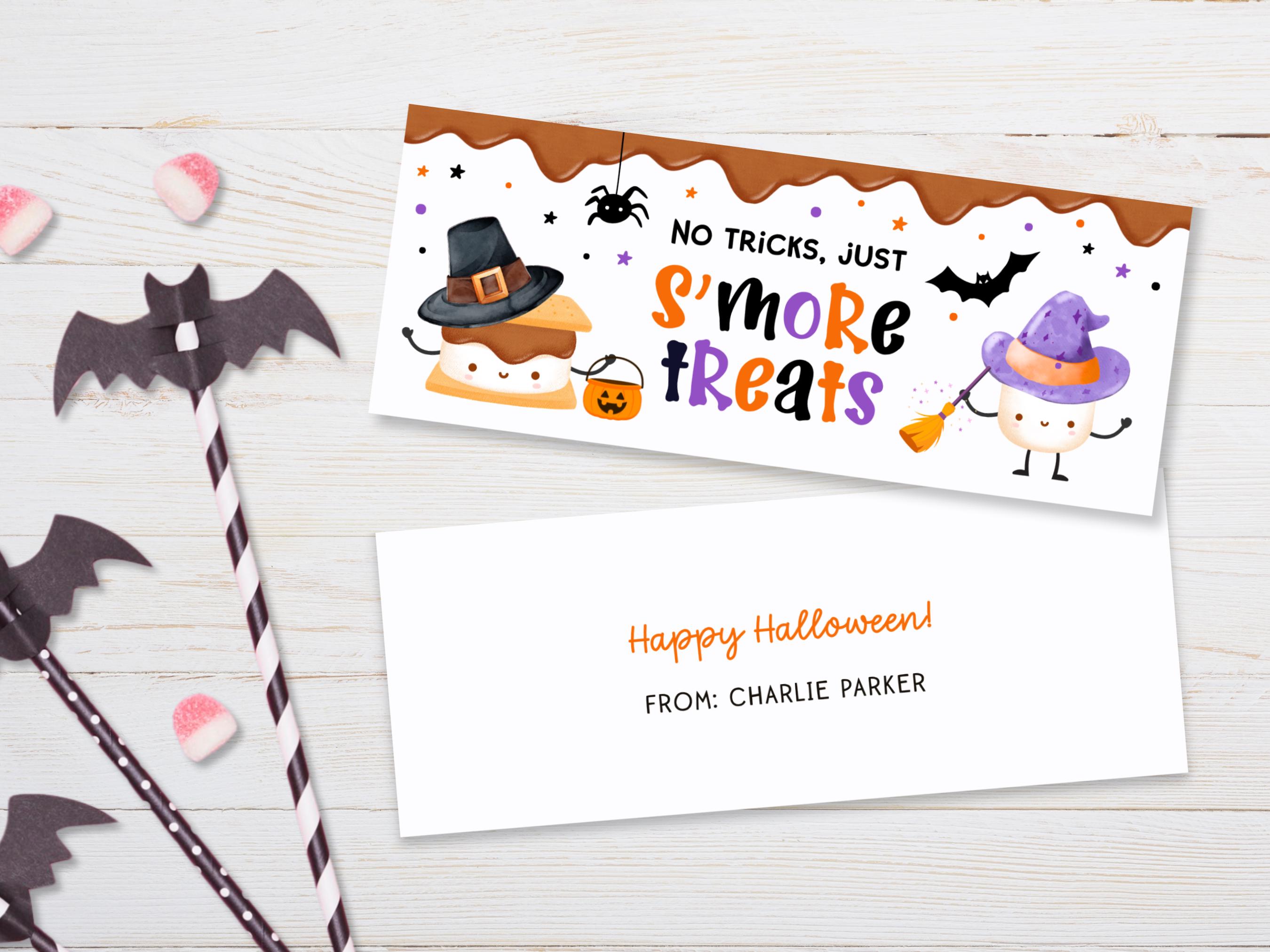 Printable Halloween S'mores Treat Tag & Topper, No Tricks Just S'more ...