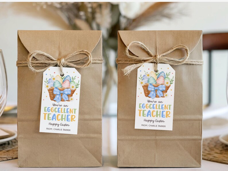 Eggcellent Teacher Gift Tag, Easter Favor Label From Student, Edit in ...
