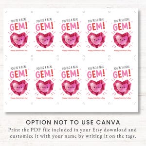 You're a Gem Valentine Card, Printable Valentine's Card, Classroom ...