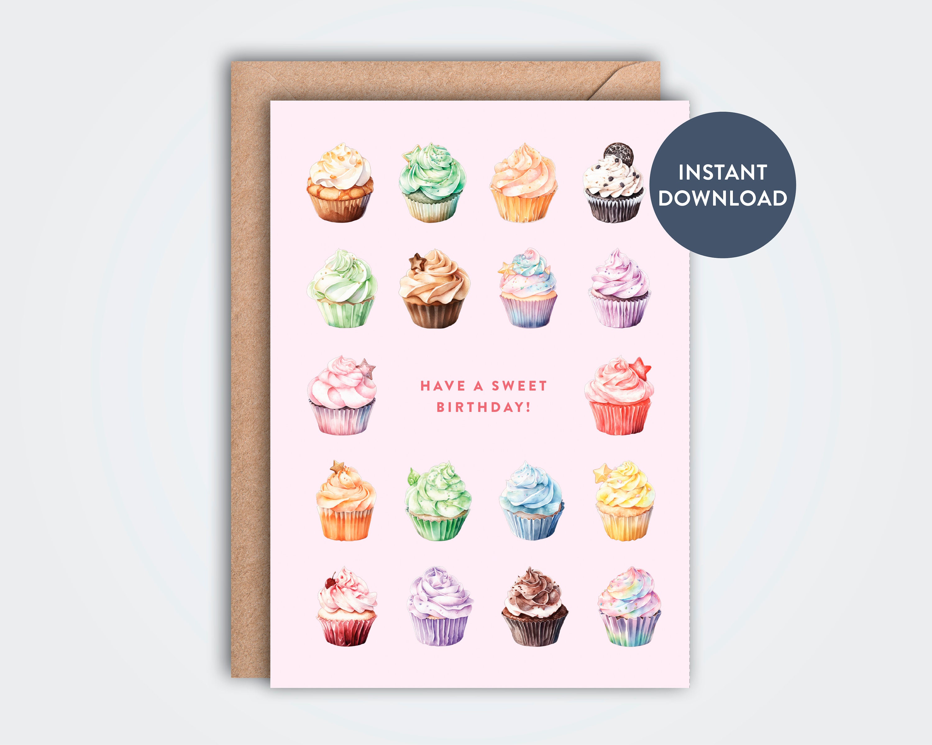 Happy Birthday Printable Greeting Card Sweet Birthday Folded - Etsy