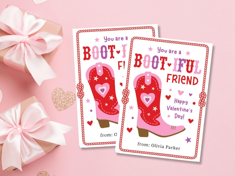Western Classroom Valentine, Howdy Valentines Day Card, Cowboy Boots ...