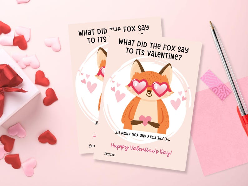 6 Printable Valentine Cards for Kids, Funny Animal Jokes, Classroom ...