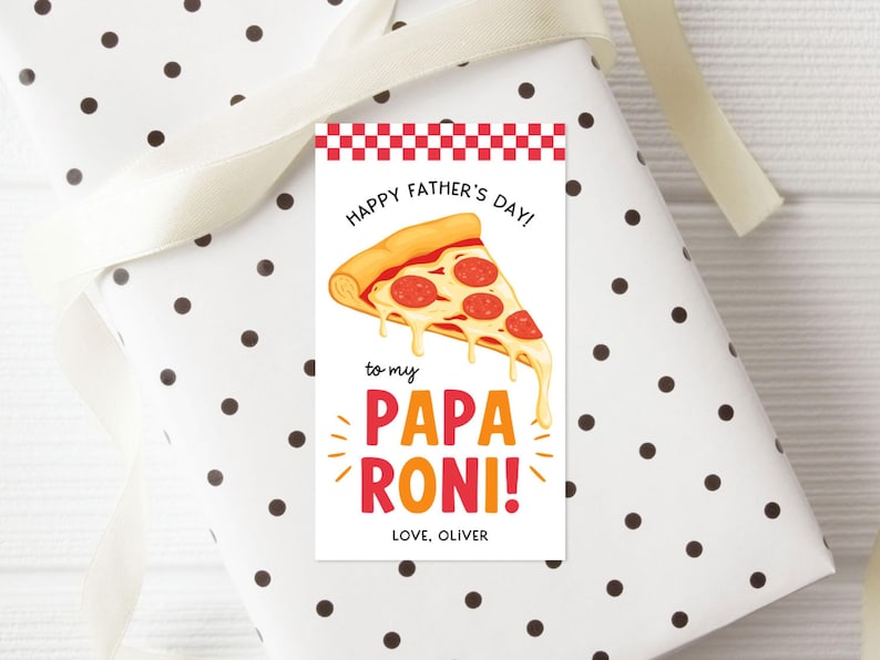 Paparoni Father's Day Card, Funny Pepperoni Pizza, Gift Tag for Dad ...