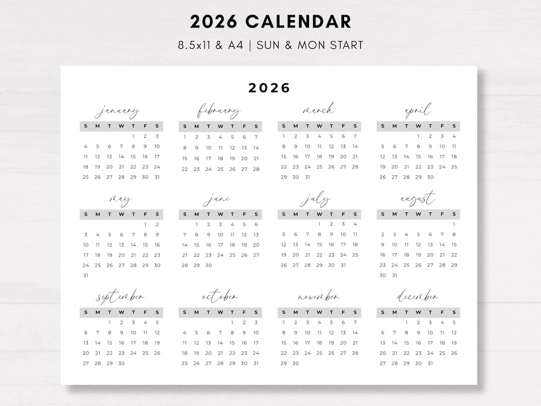 2026 Desk Calendar Printable, Letter Size, Simple Modern Planner ...