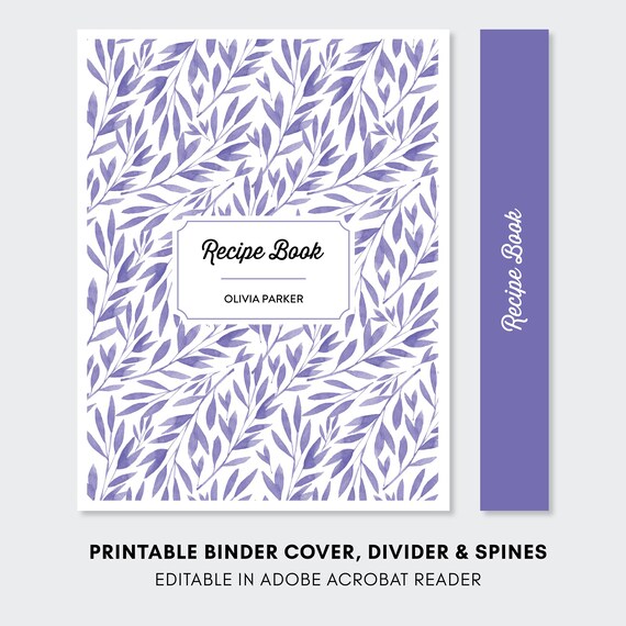 Botanical Recipe Binder Cover Editable Cookbook Cover With | Etsy