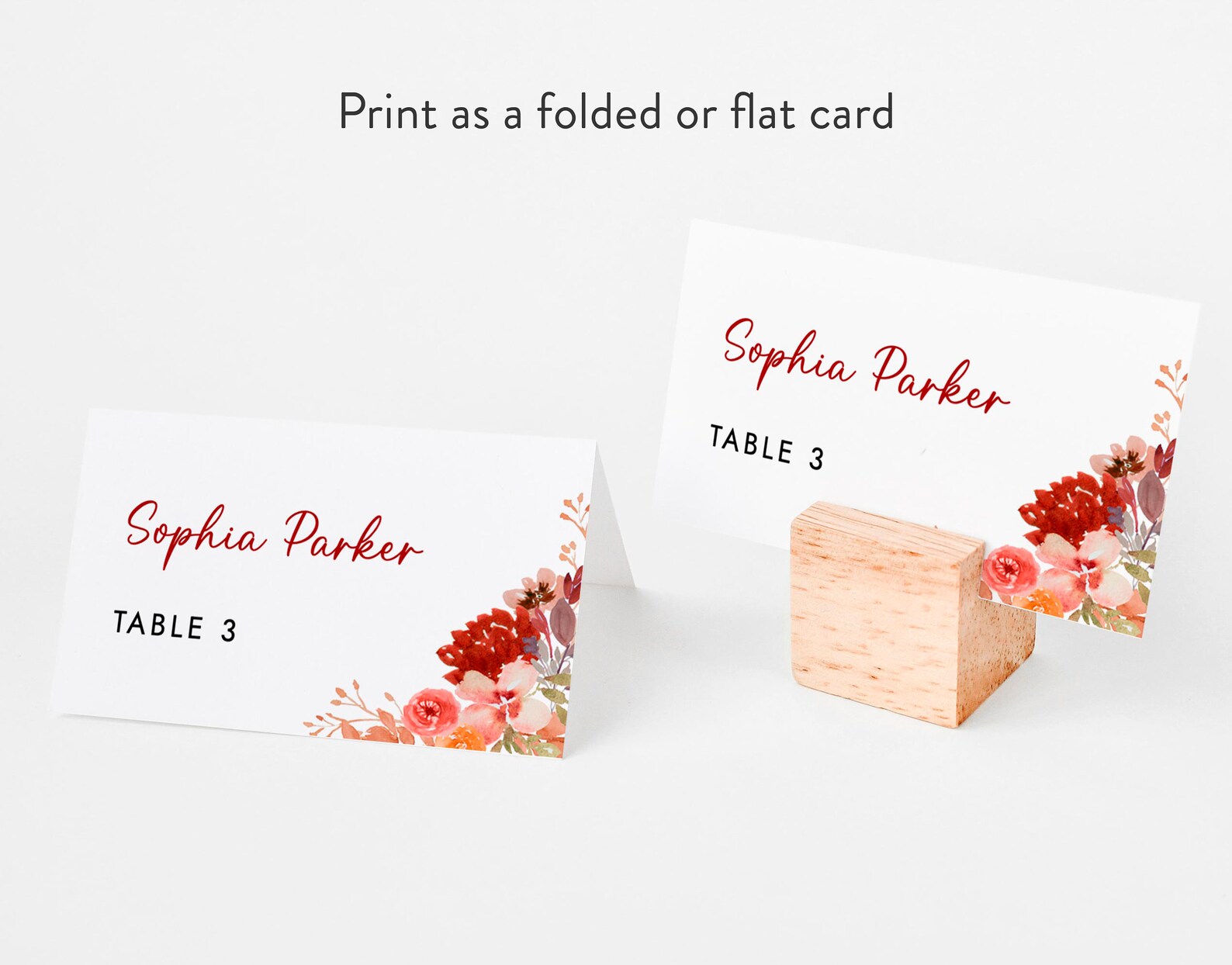 Editable Table Place Cards, Flat and Folded Name Cards, Printable ...
