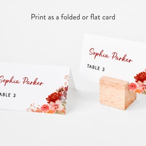 Editable Table Place Cards, Flat and Folded Name Cards, Printable ...