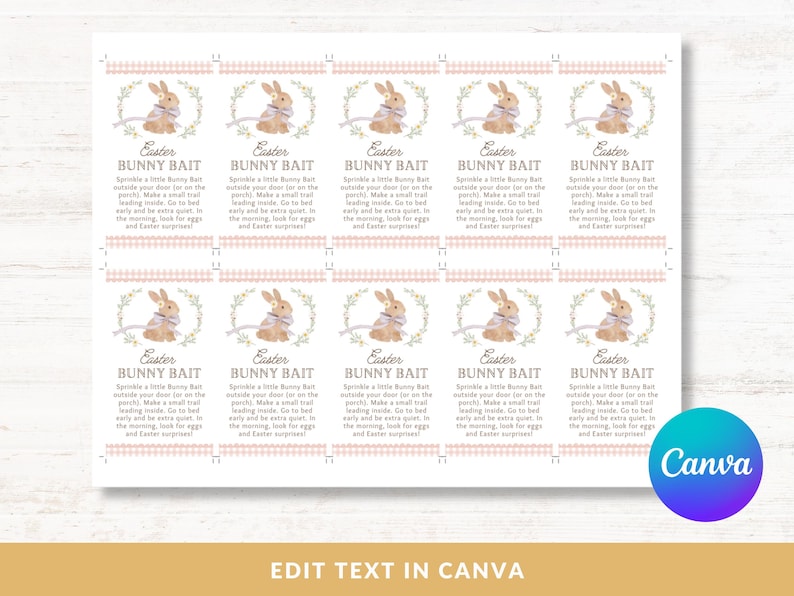 Easter Bunny Bait Gift Tag, Editable in Canva, Printable Instructions ...