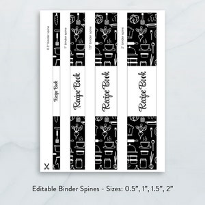 Editable Recipe Binder Cover and Spine, Kitchen Binder Dividers ...