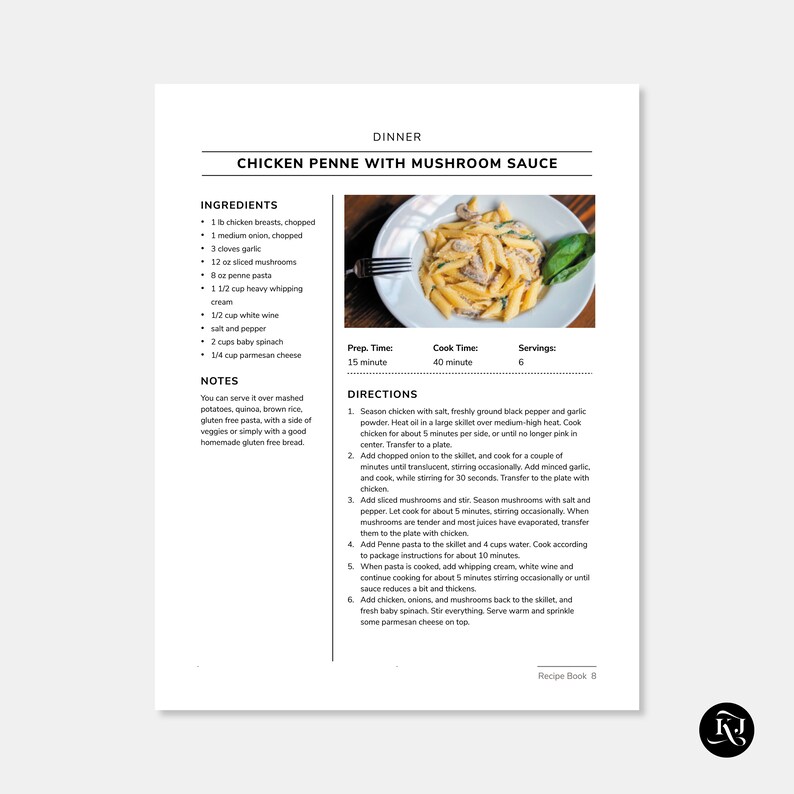 Apple Pages Editable Recipe Template Recipe Book Kit for - Etsy Australia
