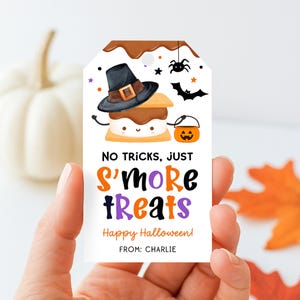 Printable Halloween S'mores Treat Tag & Topper, No Tricks Just S'more ...