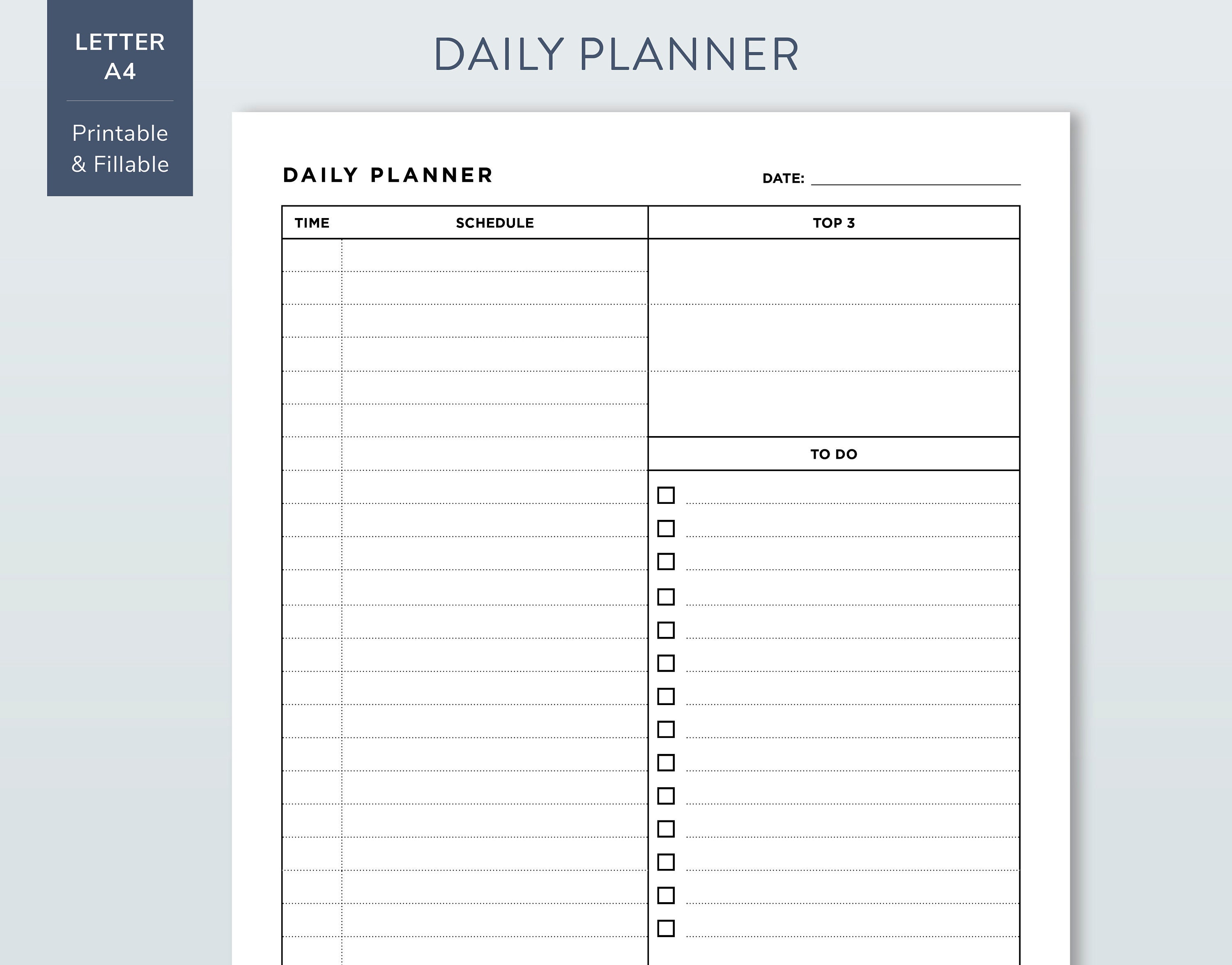 Printable Daily Planner, Simple Daily Organizer, Minimalist Daily ...