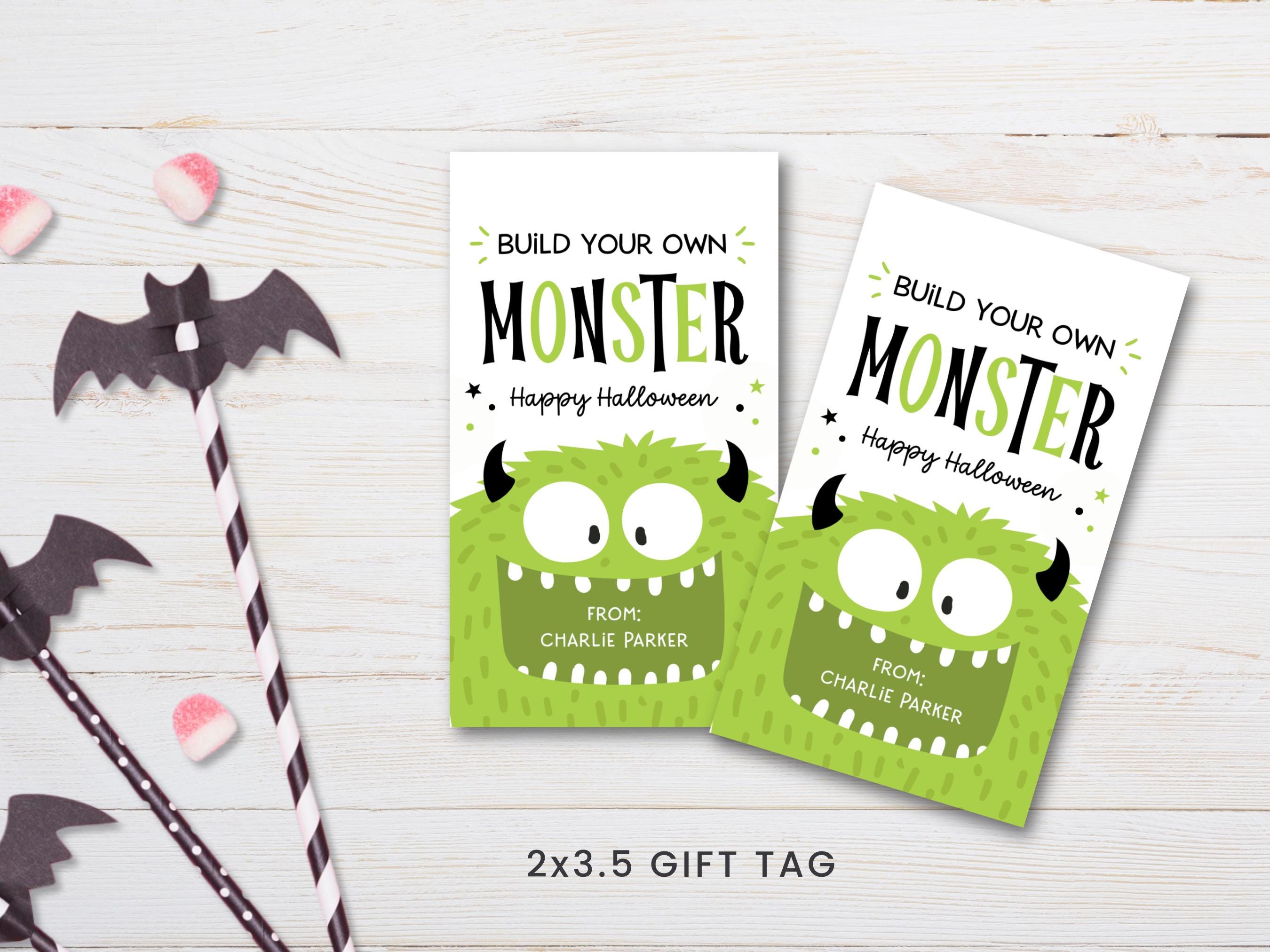 Build Your Own Monster Gift Tag, Printable Halloween Party Favor Tag ...