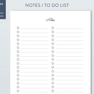 To Do List, Simple Printable Notes List, Fillable to Do List With ...