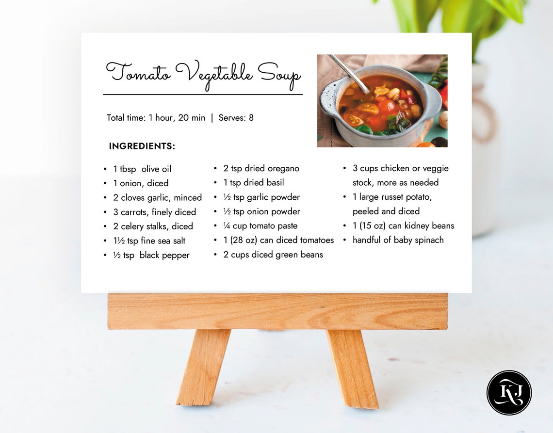 4x6 and 5x7 Recipe Card Template, Recipe Card MS Word Template ...